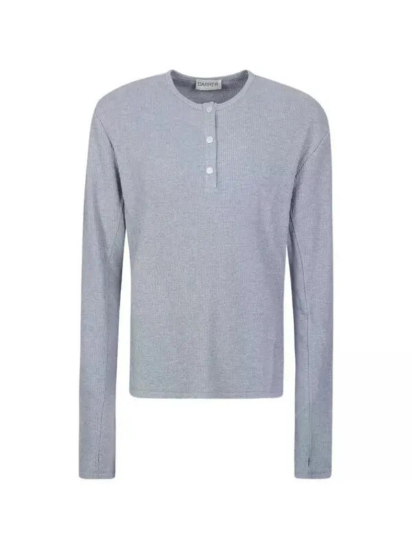 CARRER Lis Waffle-knit Henley - Grey