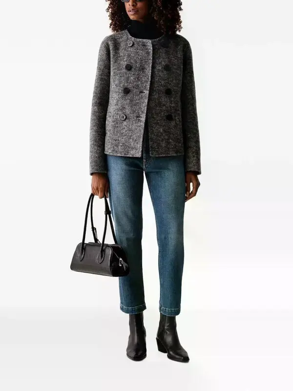 SILVIAN HEACH Glamor Double-breasted Bouclé Coat - Grey