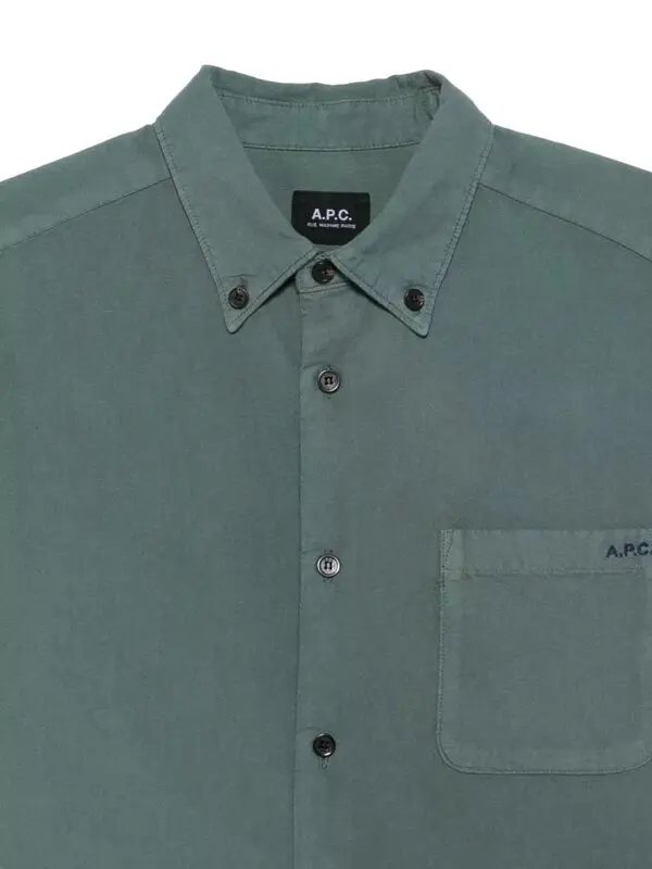 A.p.c. Button-down Collar Logo-embroidered Shirt