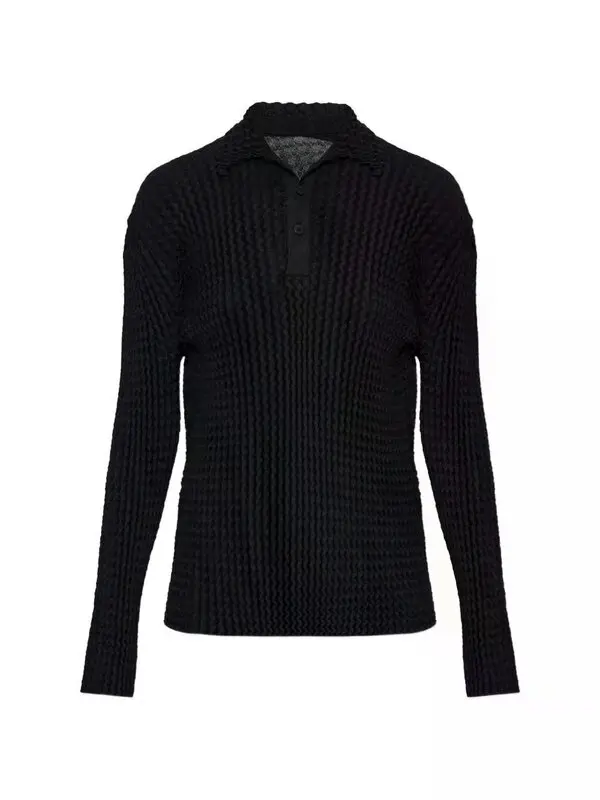 Issey Miyake Pleated Polo Shirt