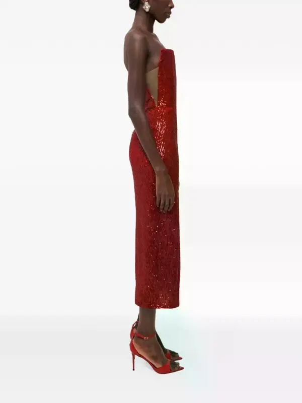 NISSA Sequin Tulle Insert Maxi Dress