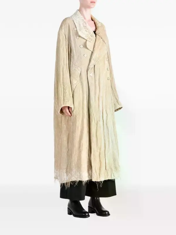 COMMUNS Crinkled-finish Frayed-edge Coat