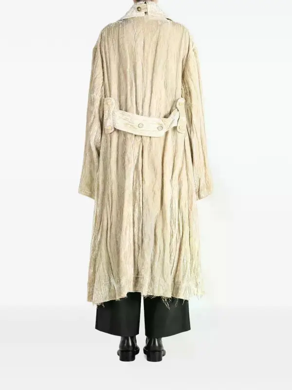 COMMUNS Crinkled-finish Frayed-edge Coat