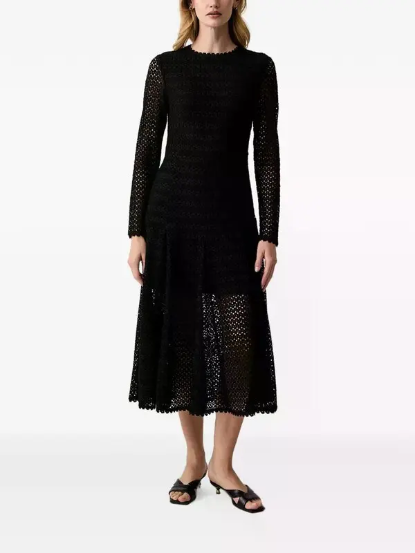 SILVIAN HEACH Crochet-knit Flared Midi Dress - Black