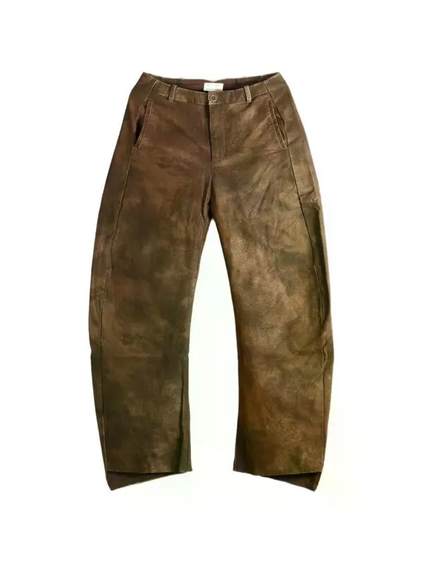 Free People Spotlight Leather Wide-leg Trousers - Brown