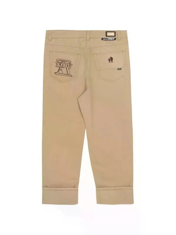 AAPE BY *A BATHING APE Embroidered Rolled-cuff Jeans - Neutrals