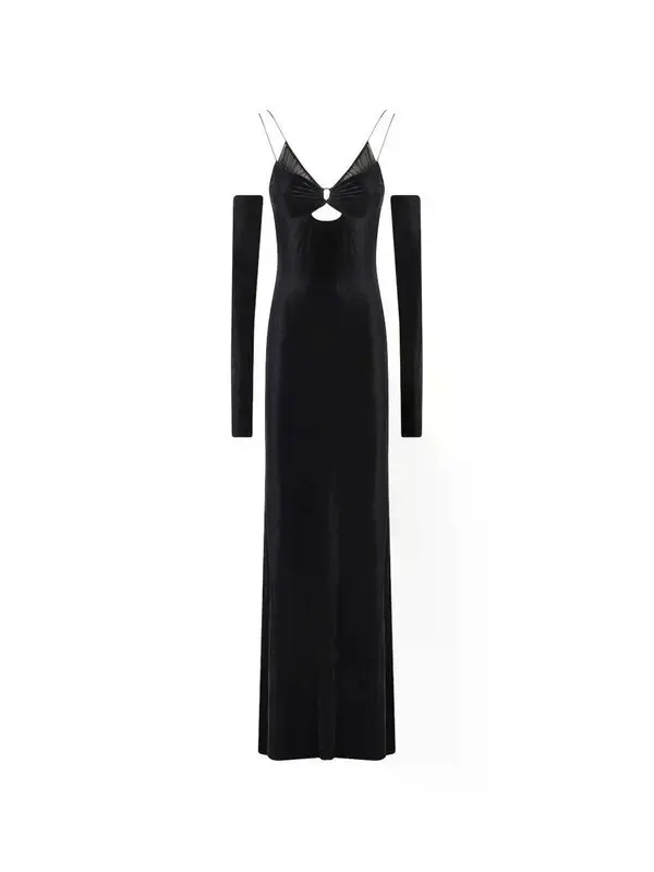 AMAZUIN Greta Velvet Cutout Dress - Black