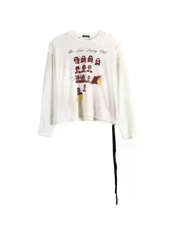 ANN DEMEULEMEESTER Nikita Distressed Graphic-print T-shirt - Neutrals