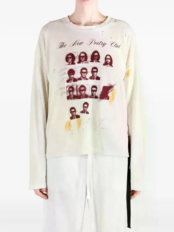 ANN DEMEULEMEESTER Nikita Distressed Graphic-print T-shirt