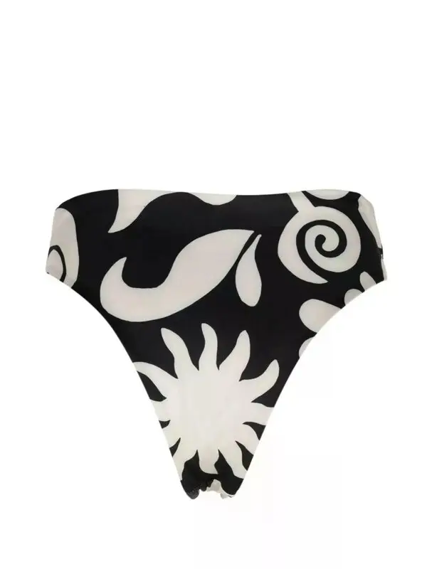 CALA DE LA CRUZ Lulu Floral-print Bikini Bottom - Black