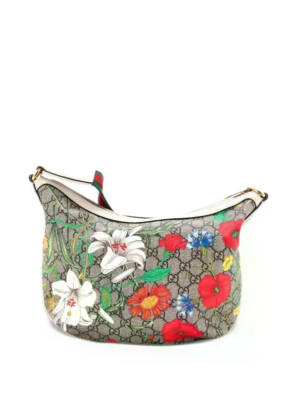 Gucci Ophidia Half Moon Flora Gg Coated Canvas Small Hobo Bag