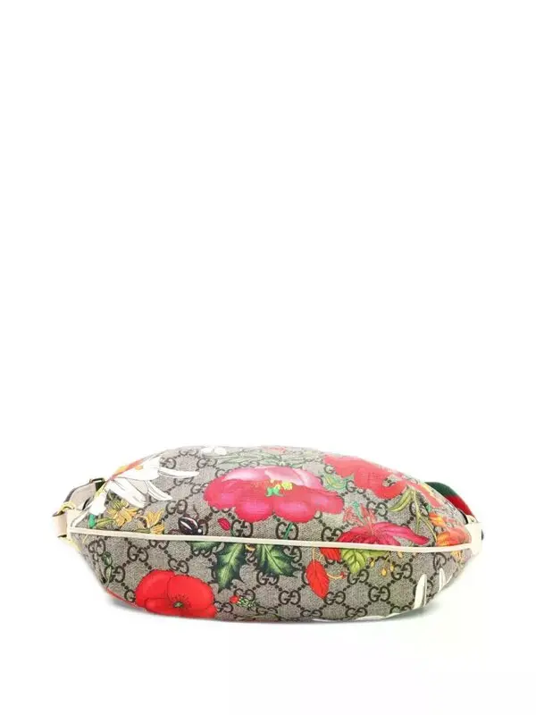 Gucci Ophidia Half Moon Flora Gg Coated Canvas Small Hobo Bag