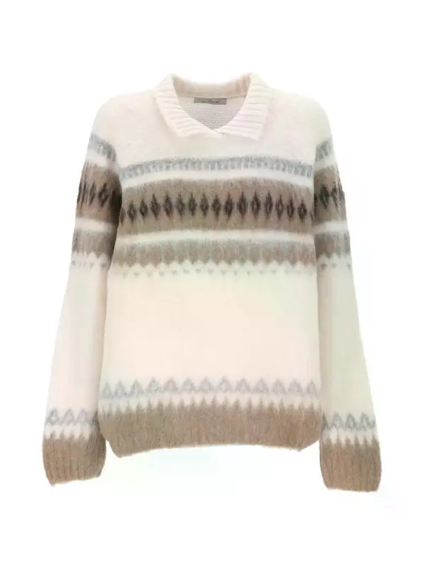 GRAN SASSO Fair Isle Knit Collar Sweater