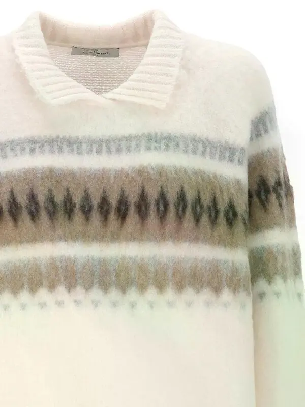 GRAN SASSO Fair Isle Knit Collar Sweater