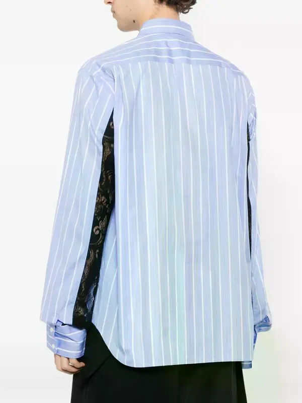 Comme Des Garçons Lace-panelled Stripe Shirt