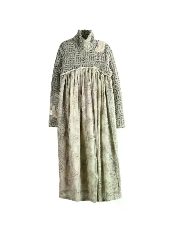 COMMUNS Lace-panelled Knitted Maxi Dress