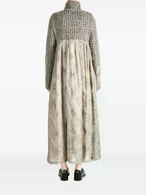 COMMUNS Lace-panelled Knitted Maxi Dress