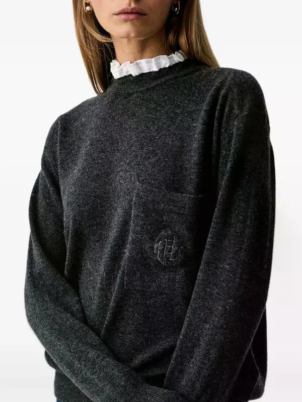 SILVIAN HEACH Ruffle-trim Chest-pocket Sweater
