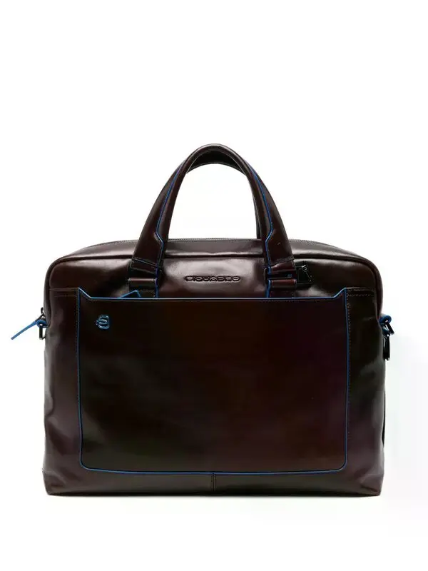 PIQUADRO Contrast-trim Leather Briefcase - Brown