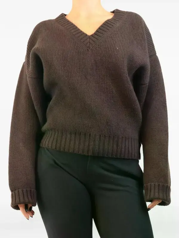 RÓHE V-neck Wool Sweater - Brown