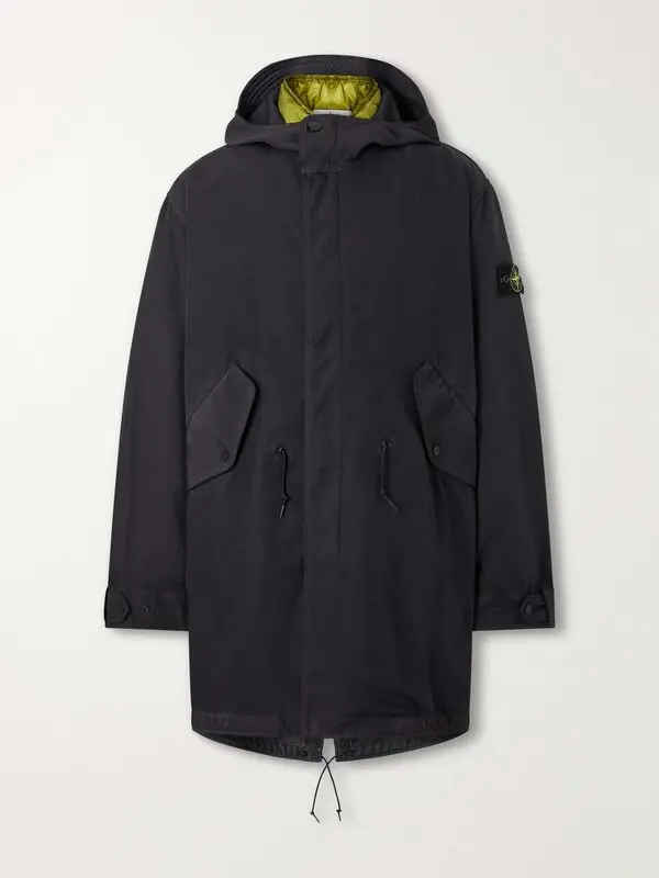 Stone Island Hooded Layered Garment-dyed Shell-tc Parka