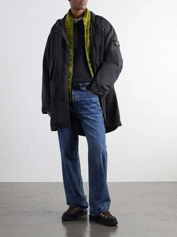 Stone Island Hooded Layered Garment-dyed Shell-tc Parka
