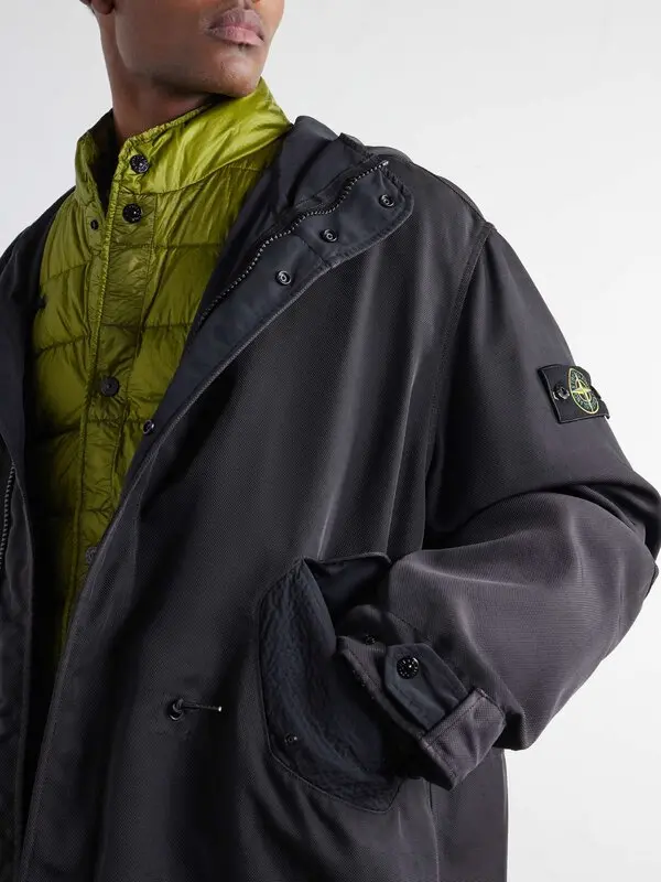 Stone Island Hooded Layered Garment-dyed Shell-tc Parka