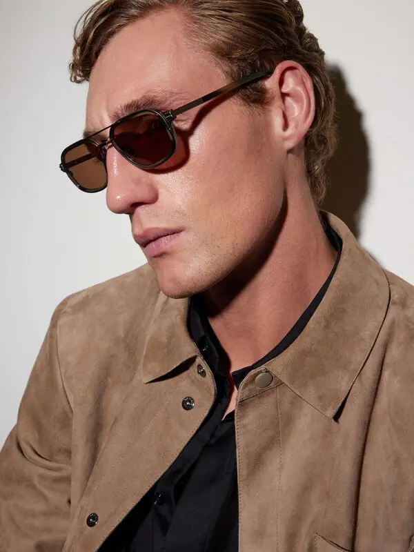 ZEGNA EYEWEAR Aviator-style Acetate And Titanium Sunglasses