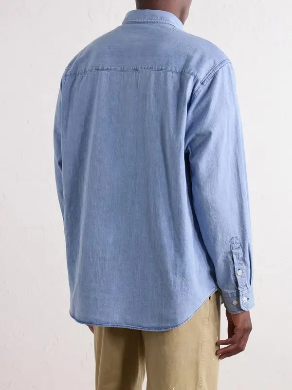 WTAPS Bd 01 Logo-appliquéd Stone-bleach Denim Shirt