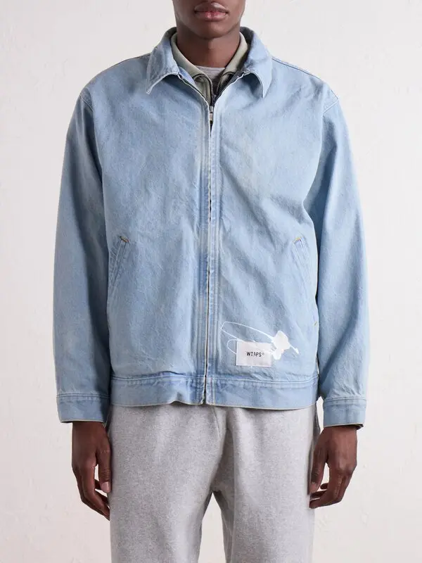 WTAPS® Wrecker Logo-appliquéd Paint-splattered Denim Jacket