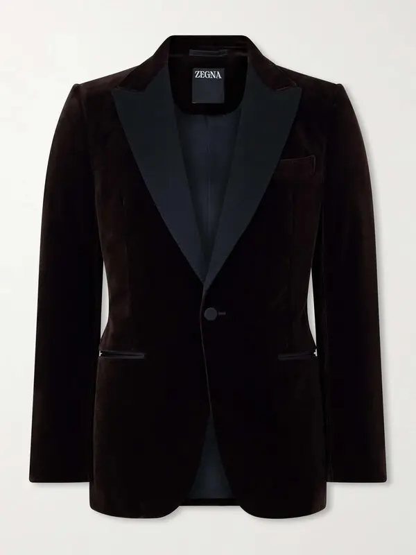 Zegna Satin-trimmed Cotton-velvet Tuxedo Jacket