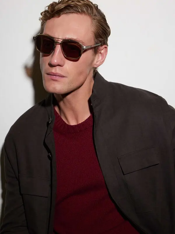 ZEGNA EYEWEAR Aviator-style Acetate And Titanium Sunglasses