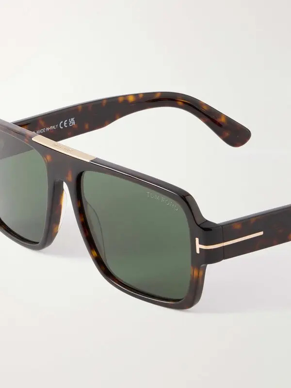 TOM FORD Sean-02 Rectangular-frame Tortoiseshell Acetate Sunglasses