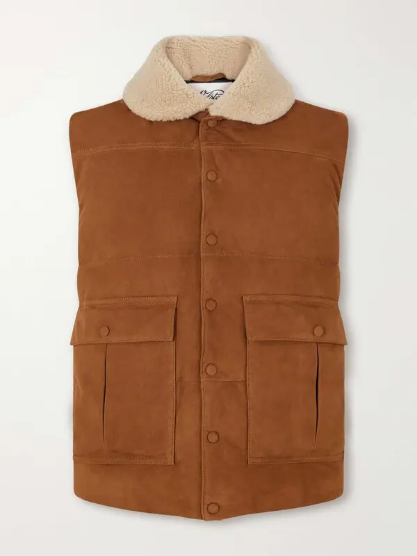 VALSTAR Shearling-trimmed Suede Down Gilet