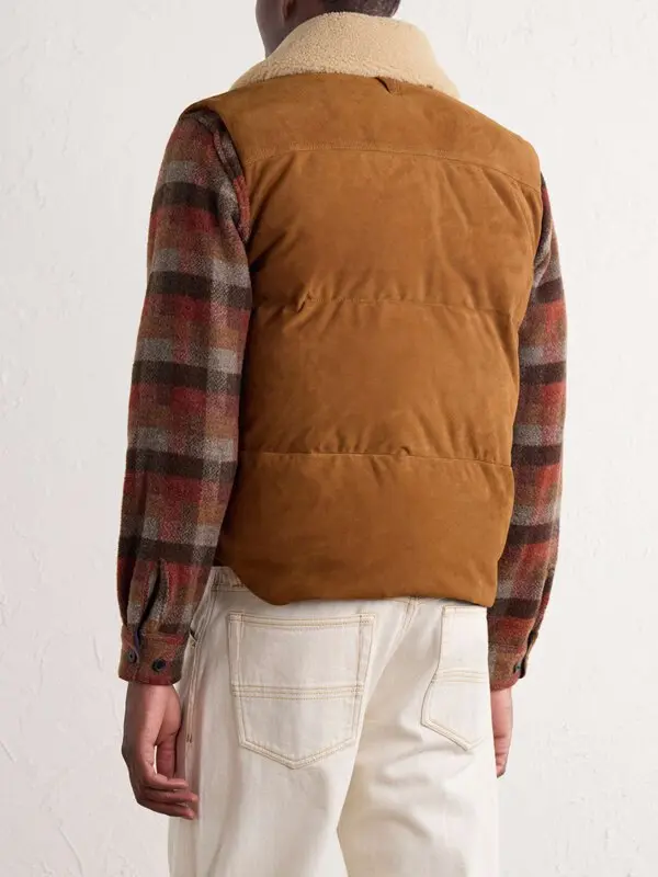 VALSTAR Shearling-trimmed Suede Down Gilet