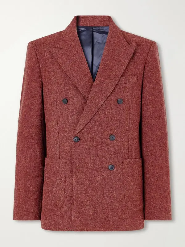 Portuguese Flannel Double-breasted Wool-tweed Blazer