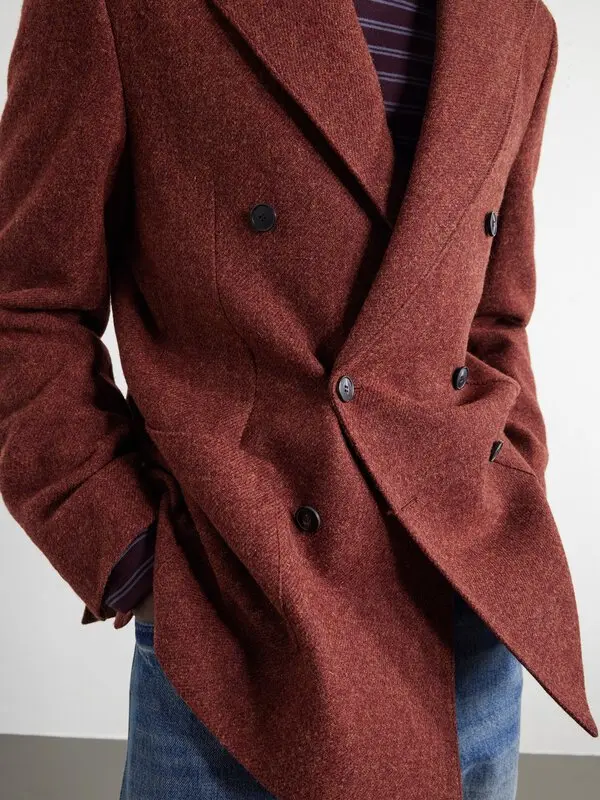 Portuguese Flannel Double-breasted Wool-tweed Blazer