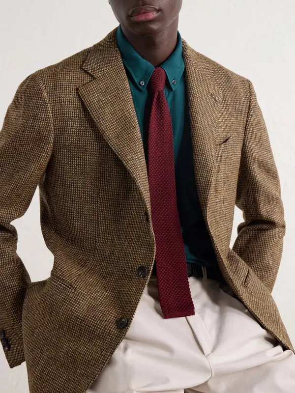 J. MUESER Waverly Herringbone Virgin Wool-tweed Blazer - Brown