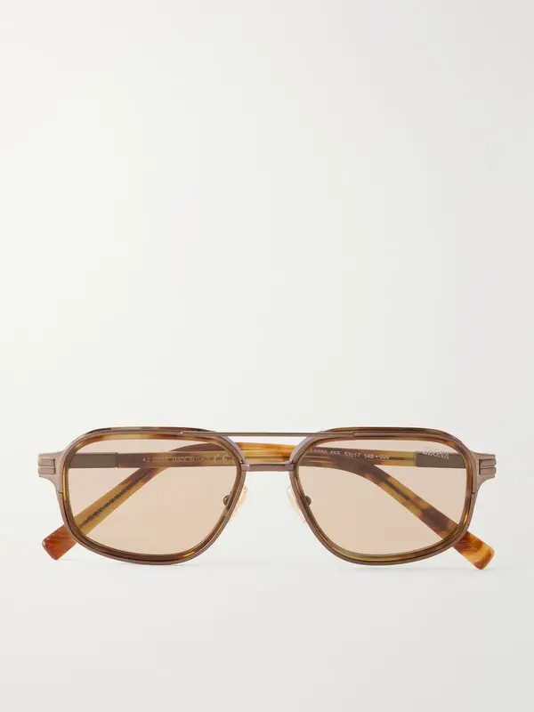 Zegna Orizzonte I Aviator-style Metal Sunglasses - Brown