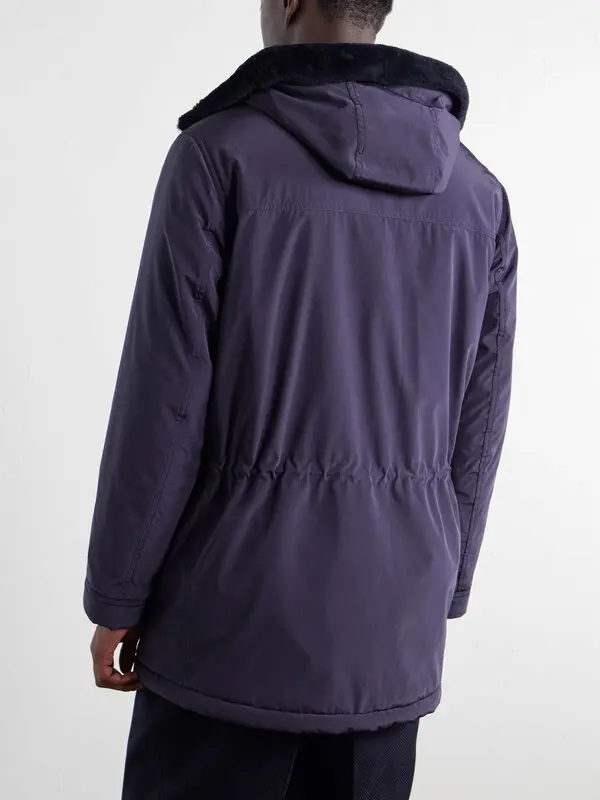 Brunello Cucinelli Hooded Padded Shearling-trimmed Shell Coat