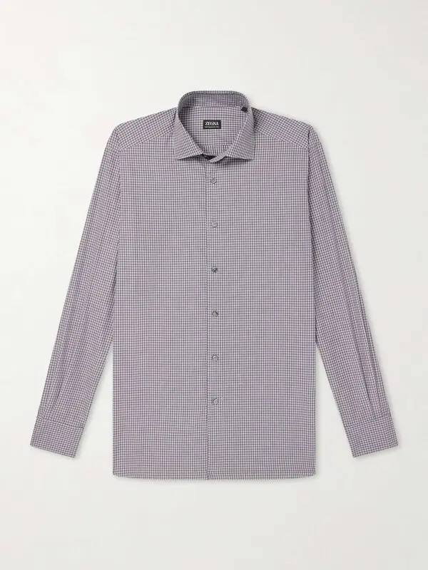 Zegna Centoquaranta Checked Cotton-twill Shirt