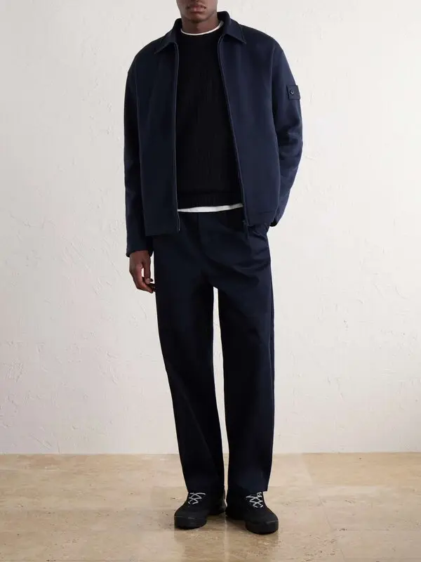 Stone Island Ghost Wool And Cotton-blend Zip-up Sweater