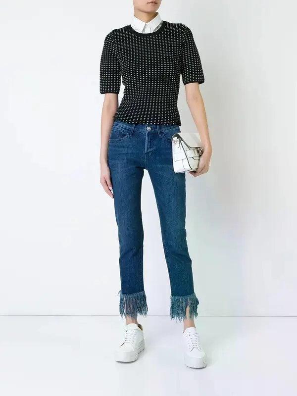 3x1 Fringed Slim-fit Jeans