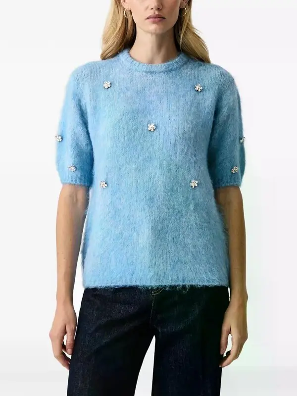 SILVIAN HEACH Crystal-embellished Short-sleeve Sweater