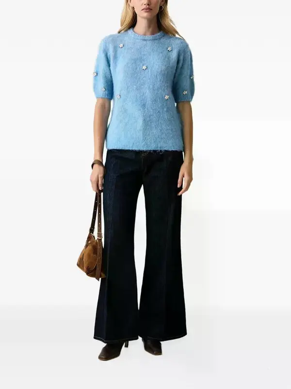 SILVIAN HEACH Crystal-embellished Short-sleeve Sweater