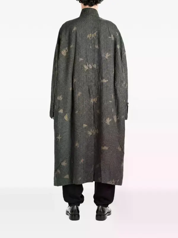 ZIGGY CHEN Graphic-print Button-up Trench Coat
