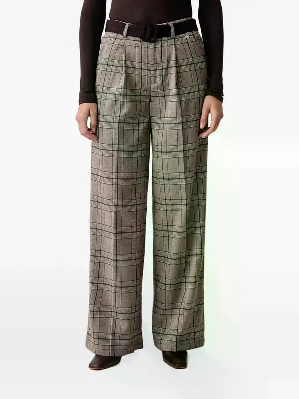 SILVIAN HEACH Check-pattern Belted Palazzo Pants