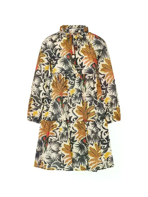 Anjuna Clara Leaf-print Tiered Mini Dress