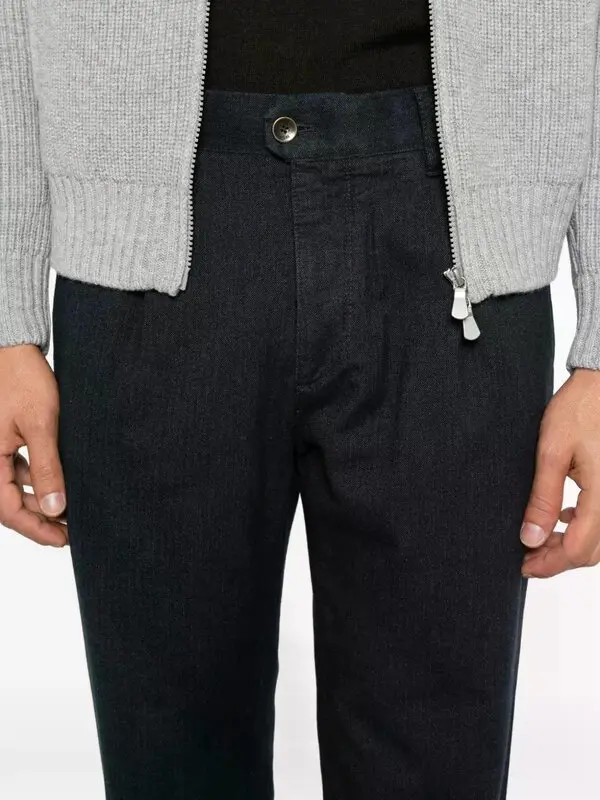 Incotex Herringbone Pleated Trousers