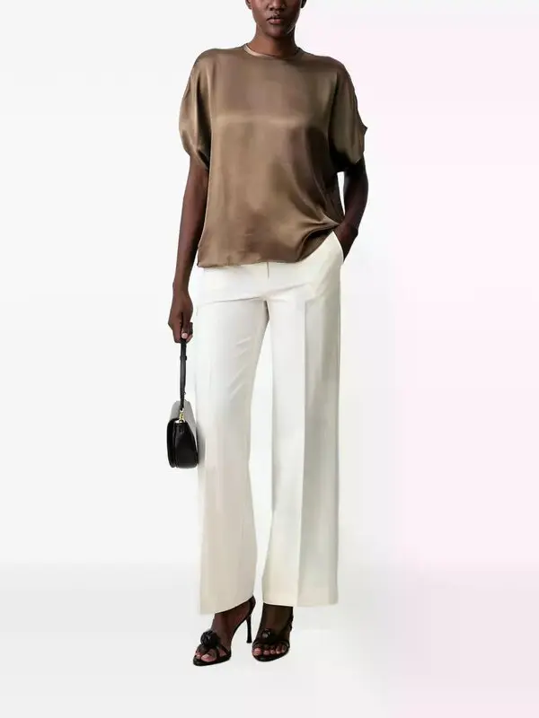 Sisley Satin-finish Short-sleeve Blouse
